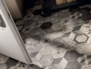 Terra Cornice Deco F 8" Hexagon from Garden State Tile