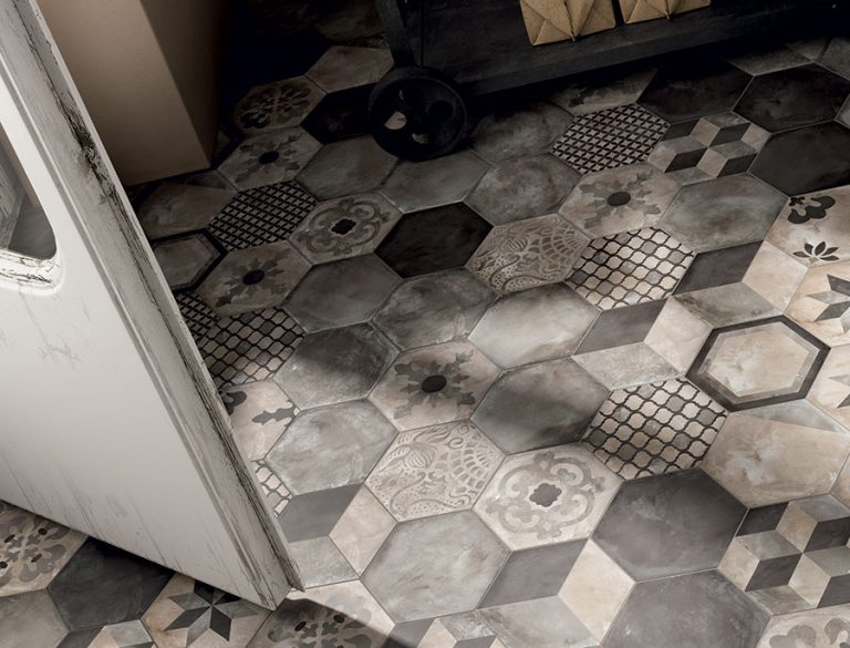 Terra Mix Giglio Deco F 8" Hexagon Porcelain from Garden State Tile