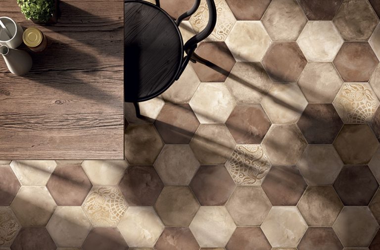 Terra Rombo Deco C 8" Hexagon by Marca Corona from Garden State Tile