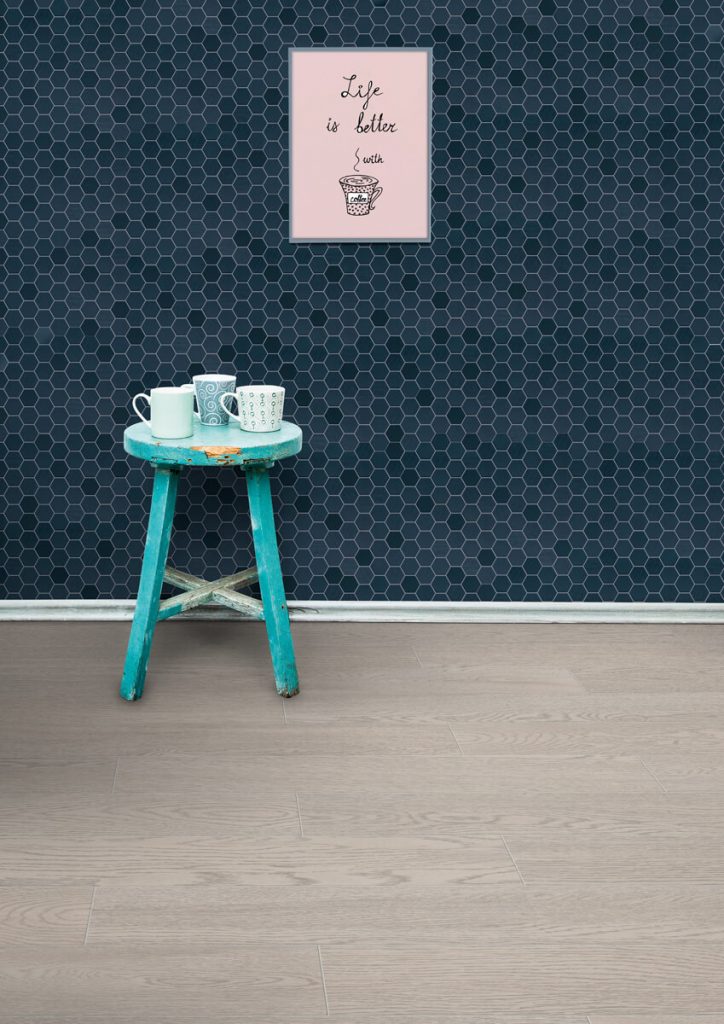 Hexa Deep Navy Hex Mosaics 12" x 12" Fabric Mix from Garden State Tile