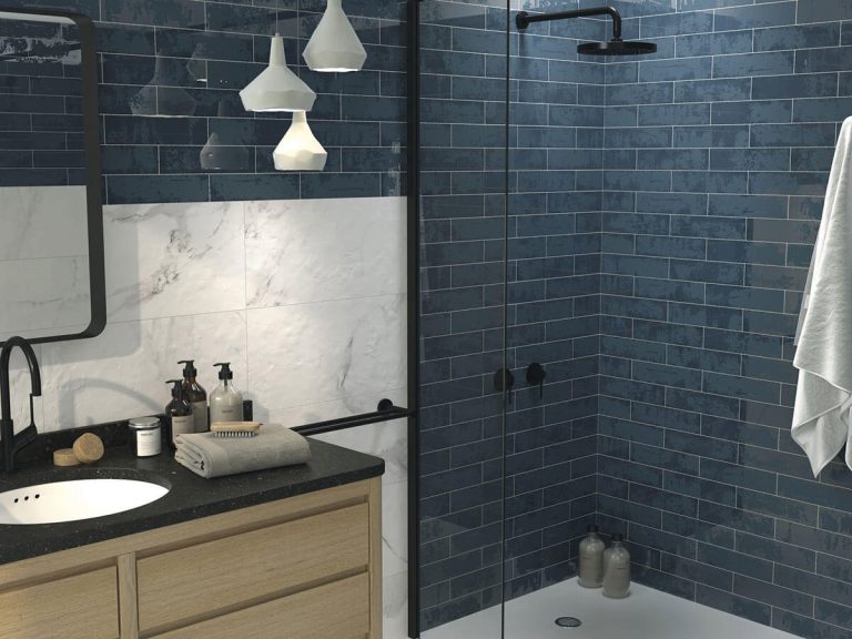 Flash Blue 3" x 12" Satin Ceramic Wall Tile from Garden State Tile