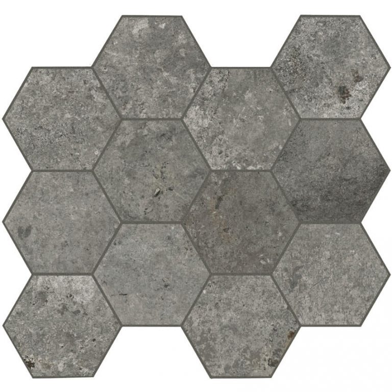 Debitage Hexagon Mosaic Flint Porcelain Stoneware