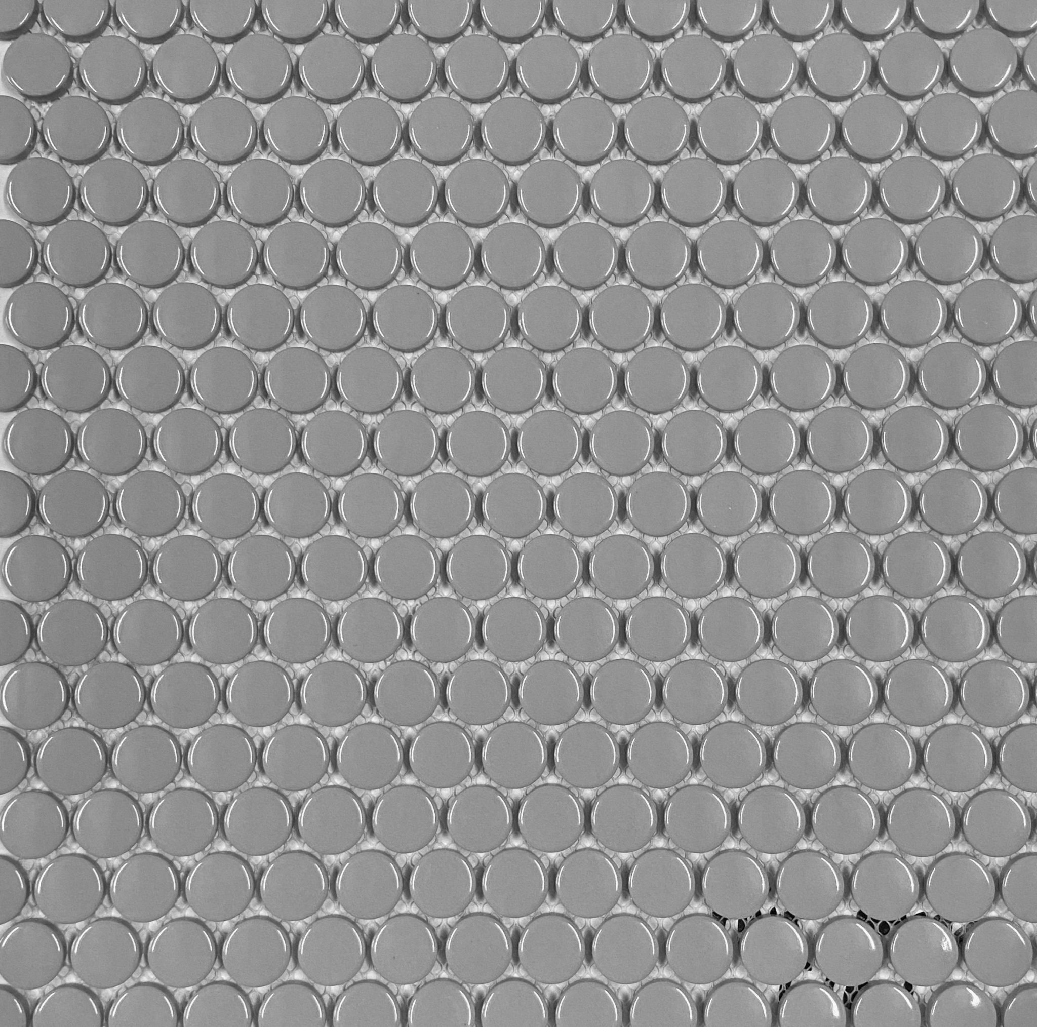 Glazed Porcelain Mosaics Gray Penny Rounds 3/4" Glossy