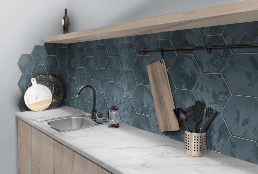 Hexa Black Swan Glossy Ceramic Hex from Garden State Tile
