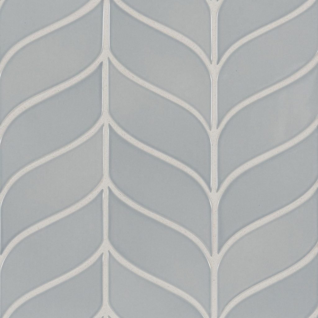 6th Avenue White Curved Chevron 7.69" x 8 7/8" Gloss