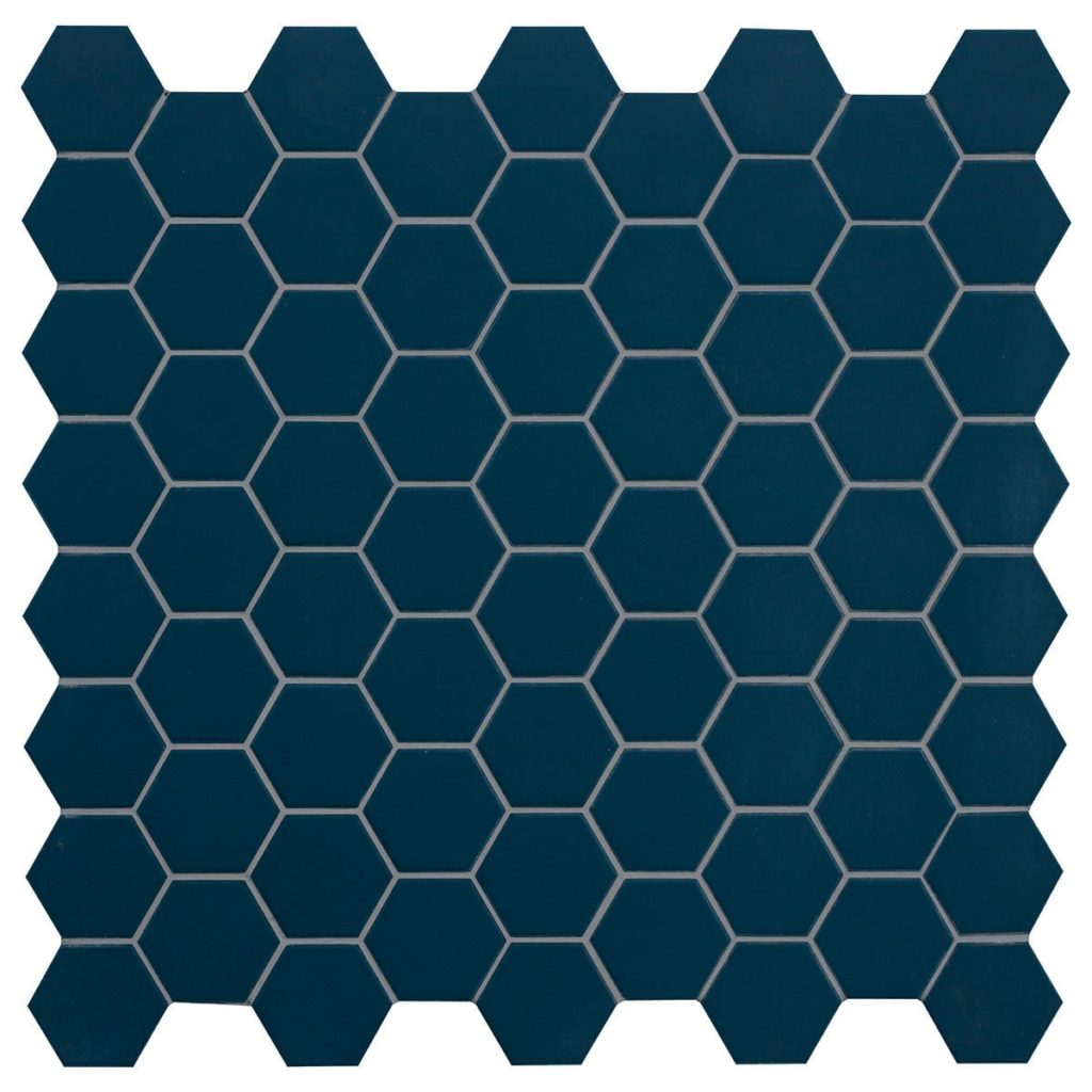 Hexa Deep Navy Hex Mosaics 12" x 12" Fabric Mix from Garden State Tile