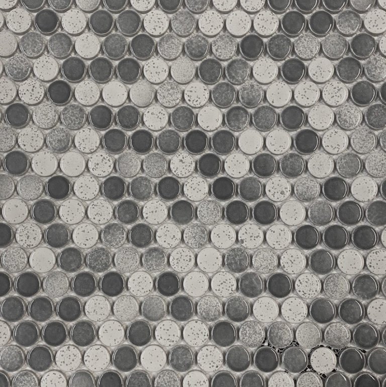 Glazed Porcelain Mosaics Gray Penny Rounds 3/4" Glossy