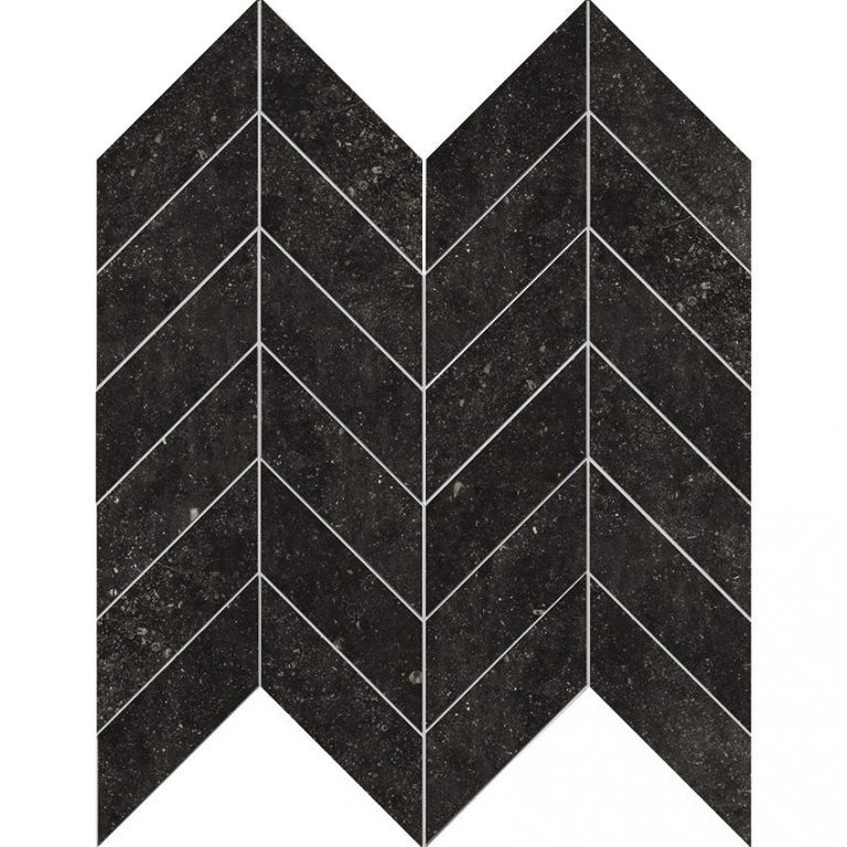 Belgica Due Black 12" x 12 1/4" Mosaic Chevron from Garden State Tile